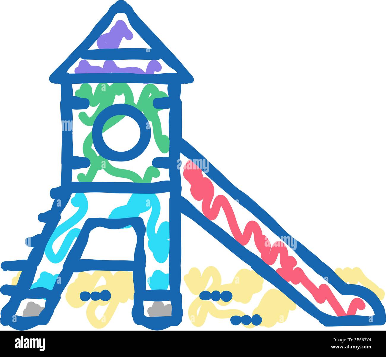 slide kindergarten icon doodle illustration Stock Vector Image & Art ...
