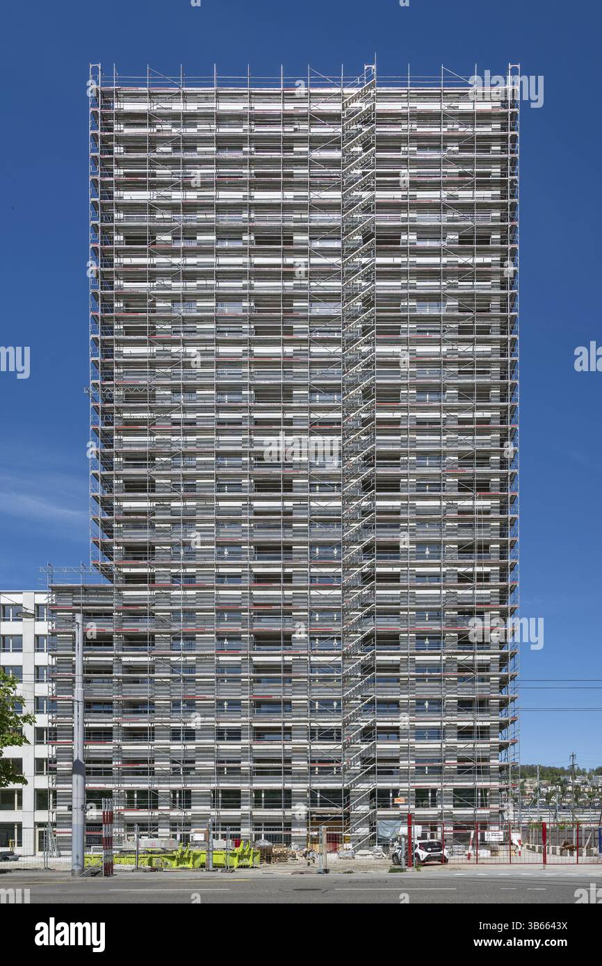 Construction site high-rise scaffolding Stock Photo - Alamy
