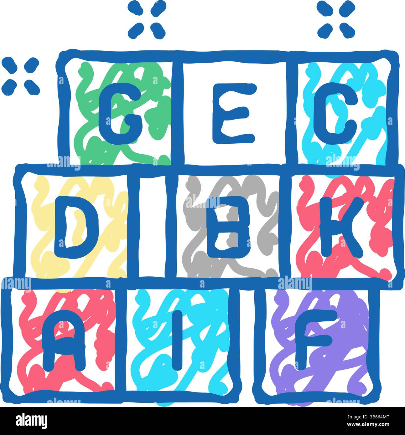alphabet cubes kindergarten icon doodle illustration Stock Vector Image ...