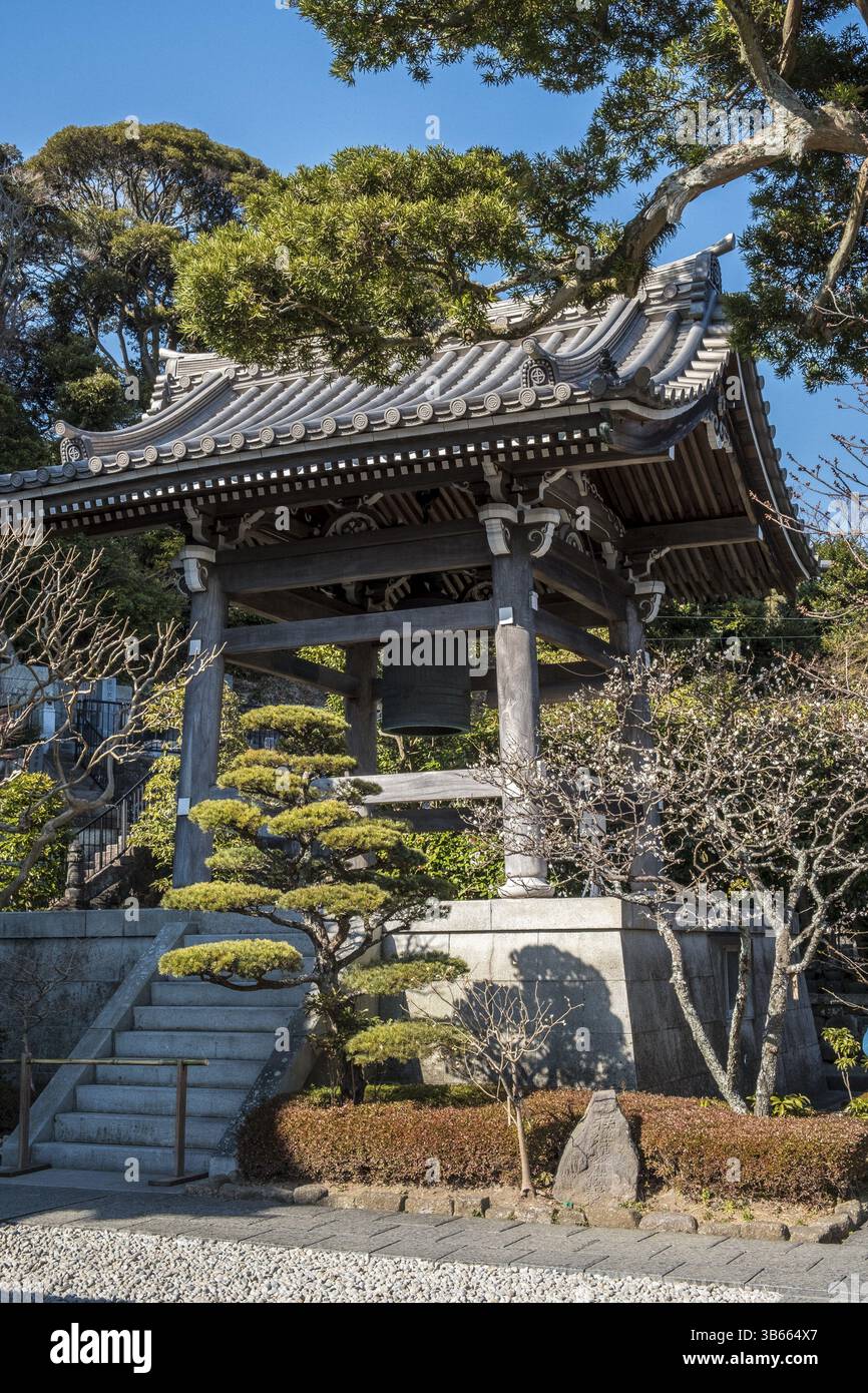 Traditional Japanese bell tower in a temple complex Stock Photo - Alamy