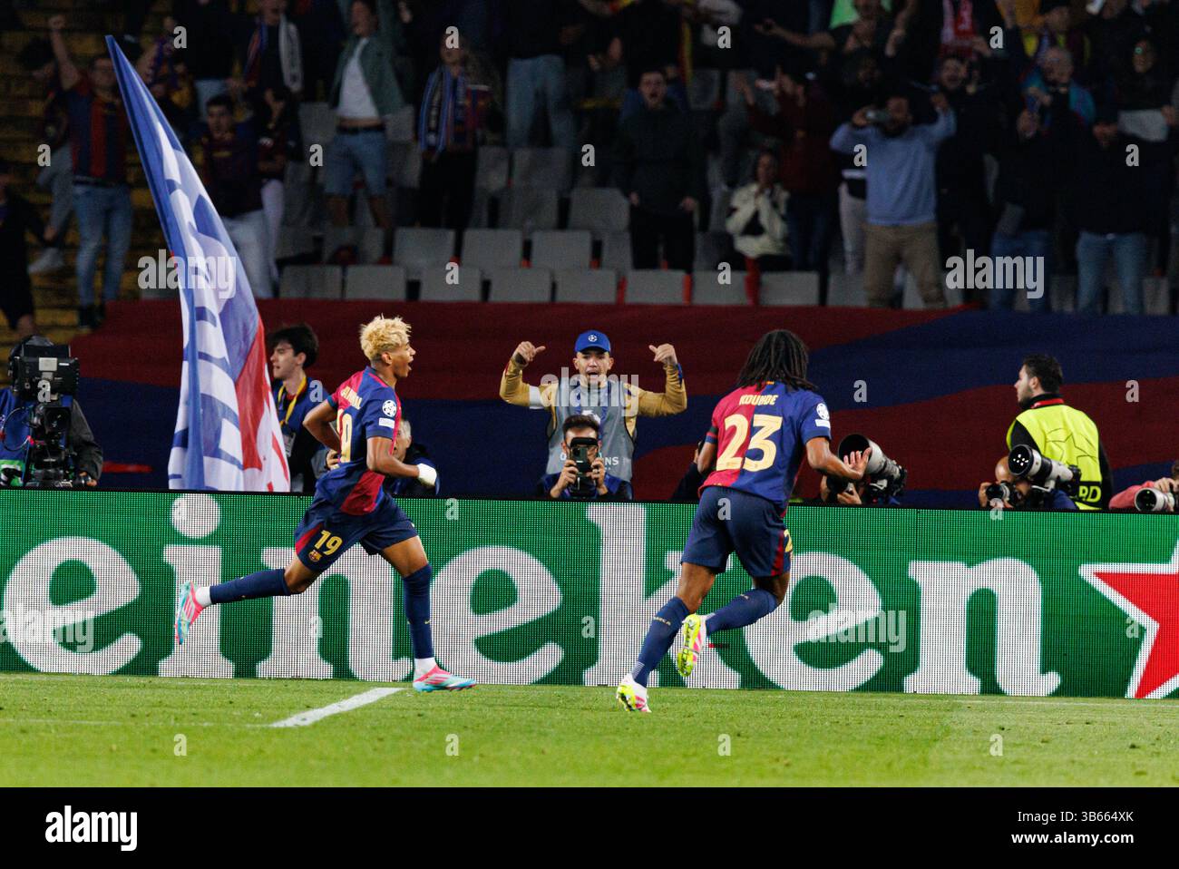 Barcelona, Spain - 04 30 2025: Lamine Yamal and Jules Kounde seen ...