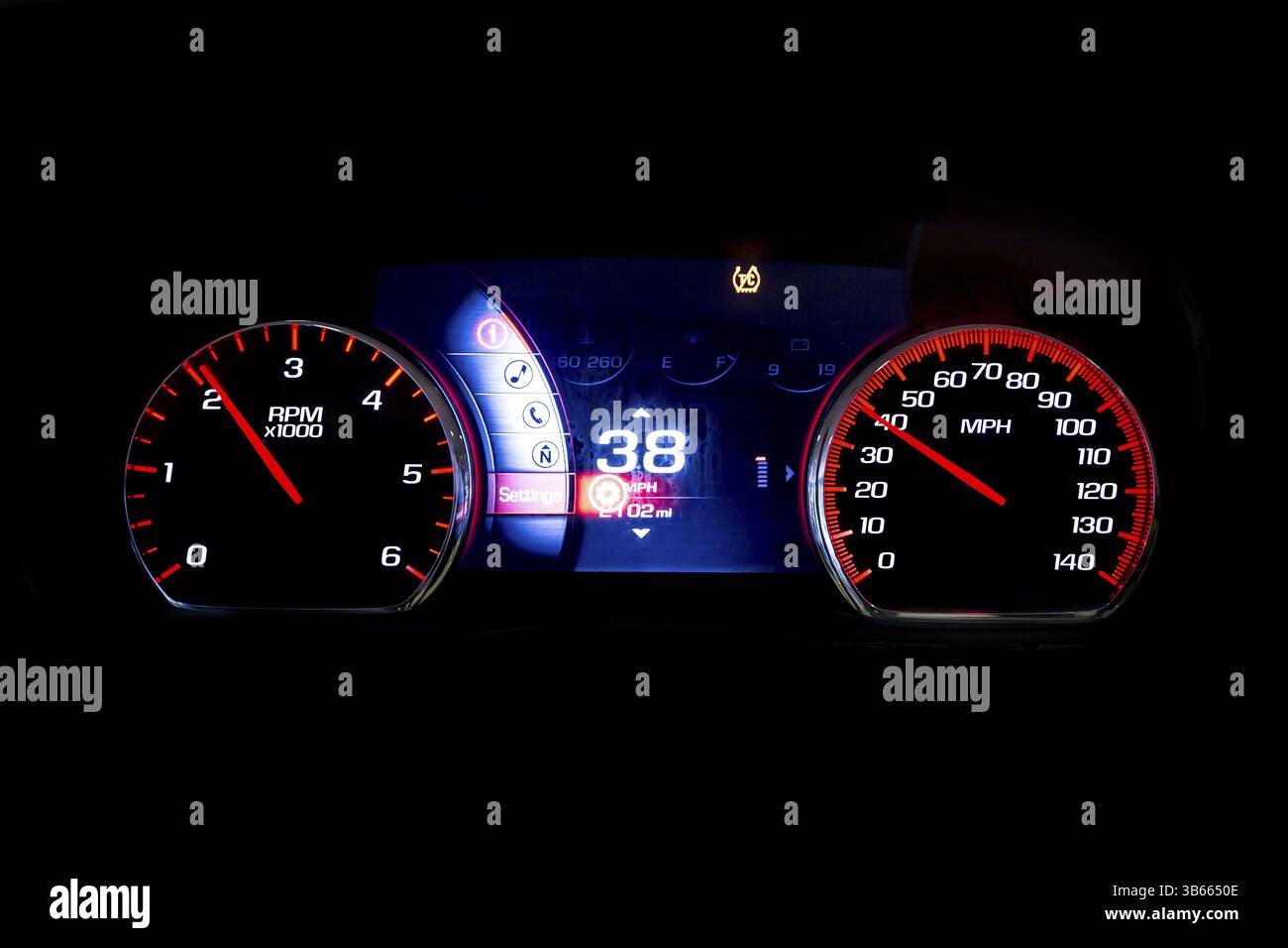 Modern light car mileage (dashboard, milage) isolated on a black ...