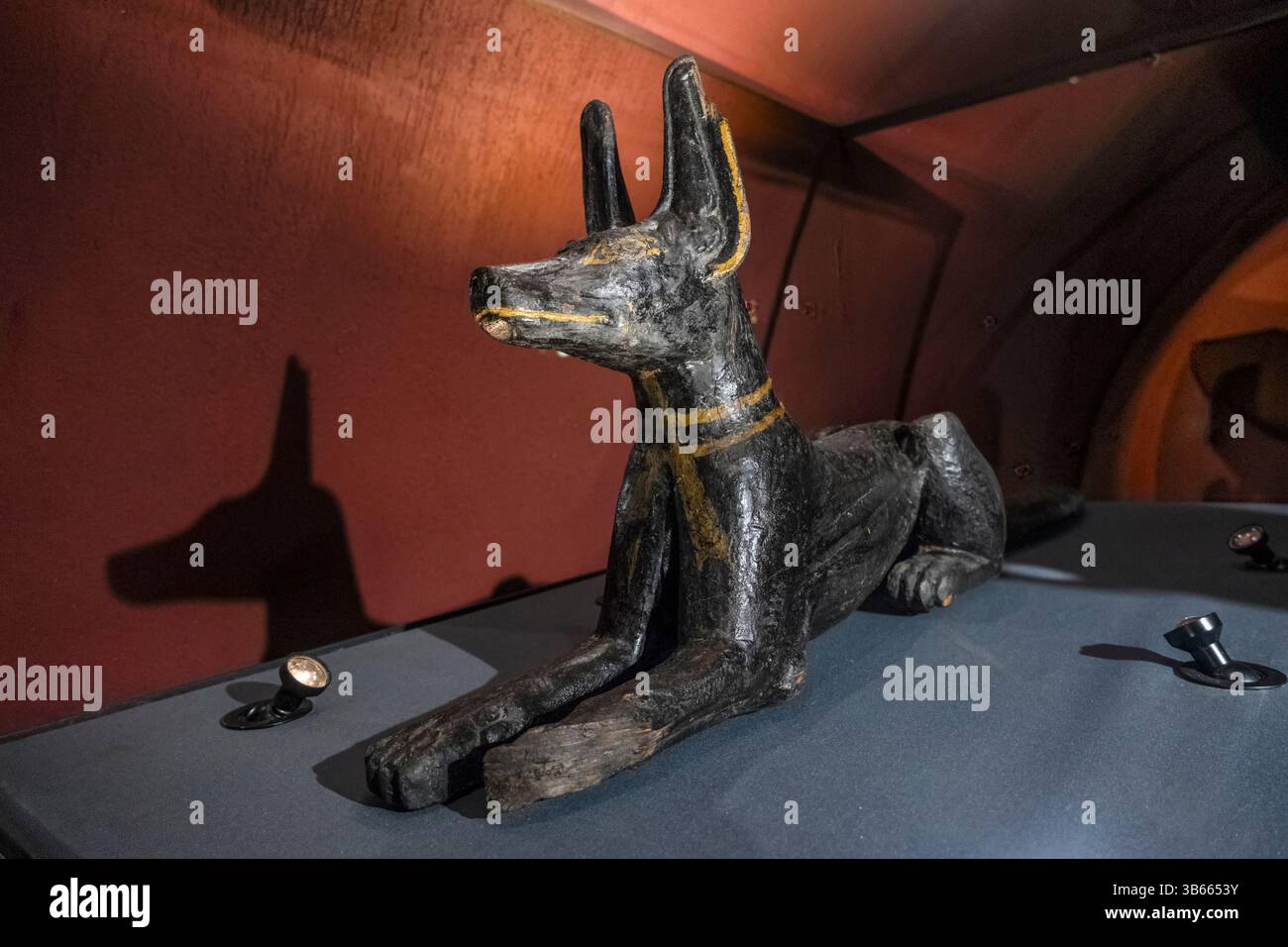 Egyptian god Anubis in Alexandria Museum, Egypt Stock Photo - Alamy