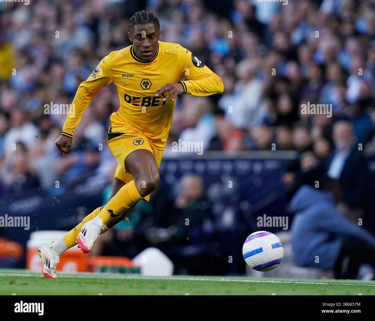 Manchester, UK. 2nd May, 2025. Jean-Ricner Bellegarde of Wolverhampton ...