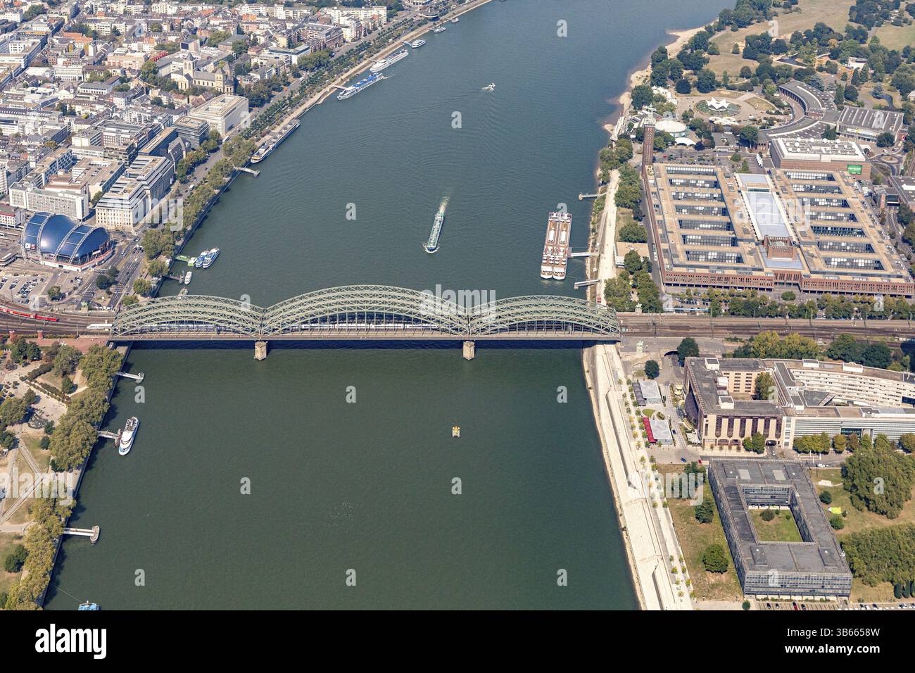 Cologne city centre around the Hohenzollern Bridge. With the old ...