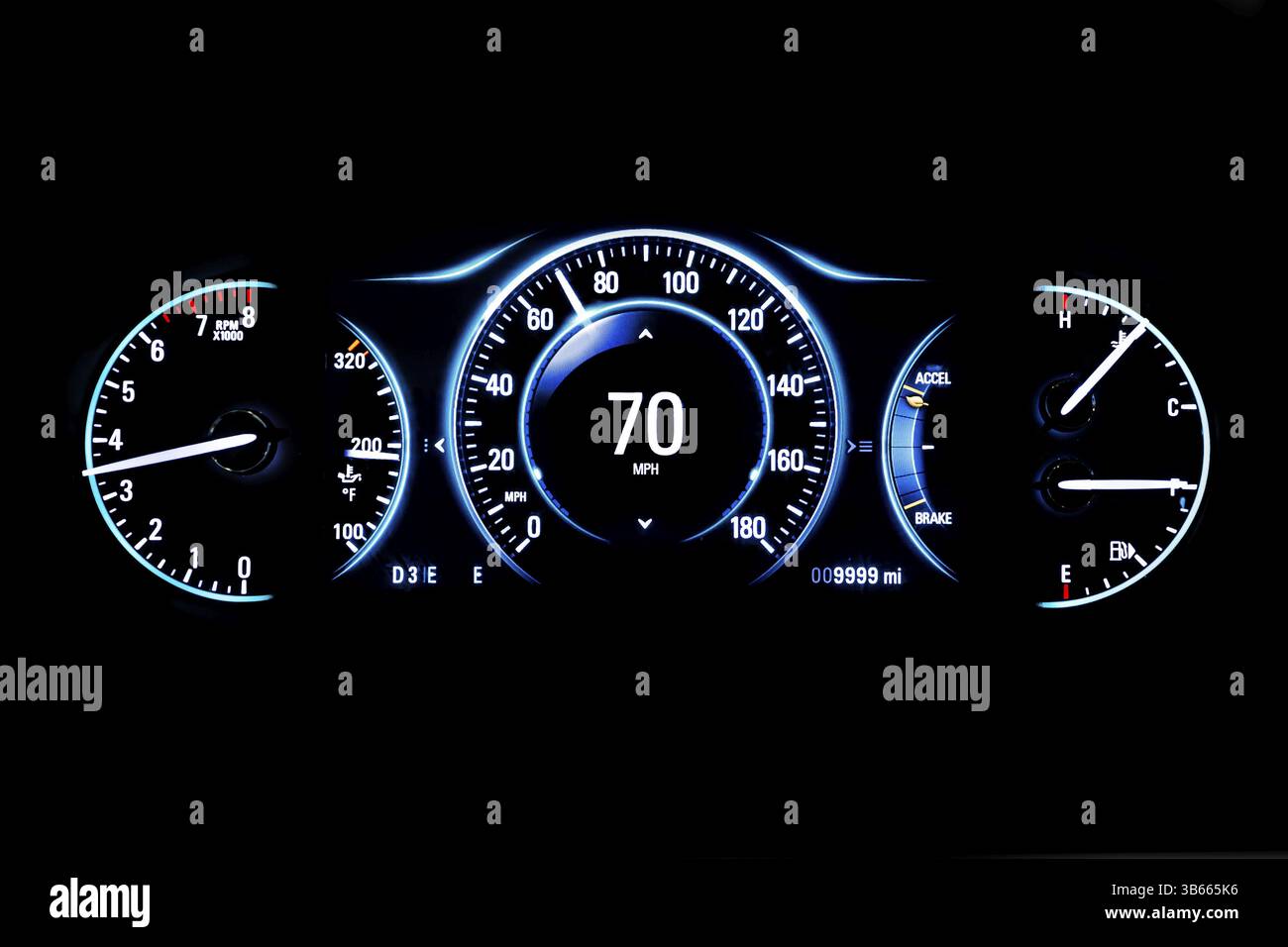 Modern light car mileage (dashboard, milage) isolated on a black ...