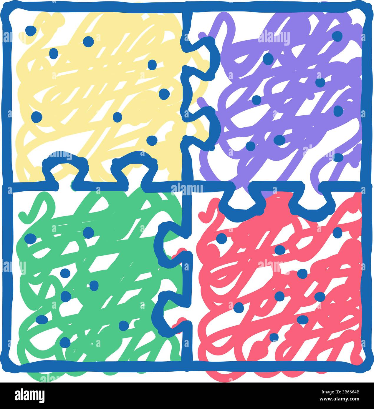 puzzle jigsaw kindergarten icon doodle illustration Stock Vector Image ...