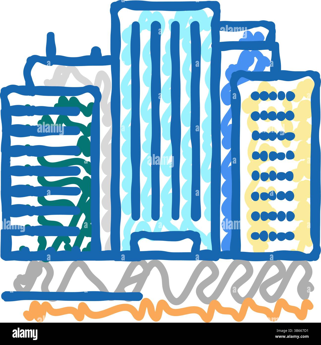 land of high rise buildings icon doodle illustration Stock Vector Image ...