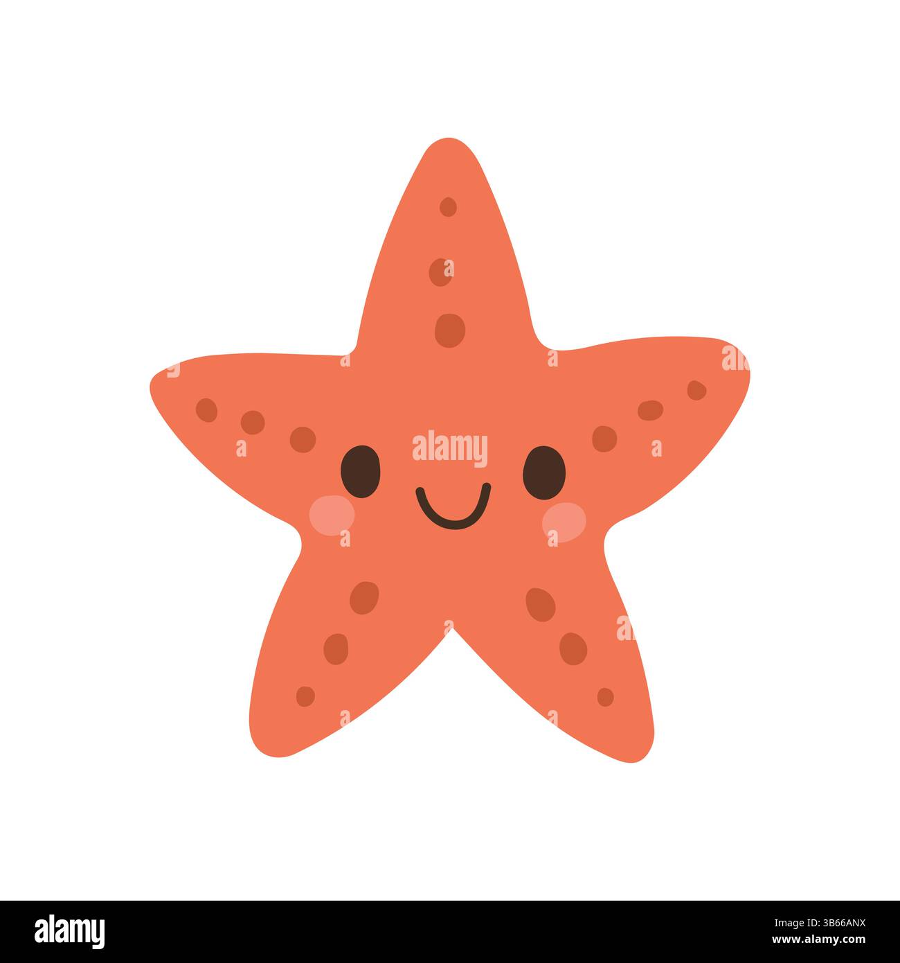 Smiling starfish in vibrant orange with dotted arms, great for summer ...