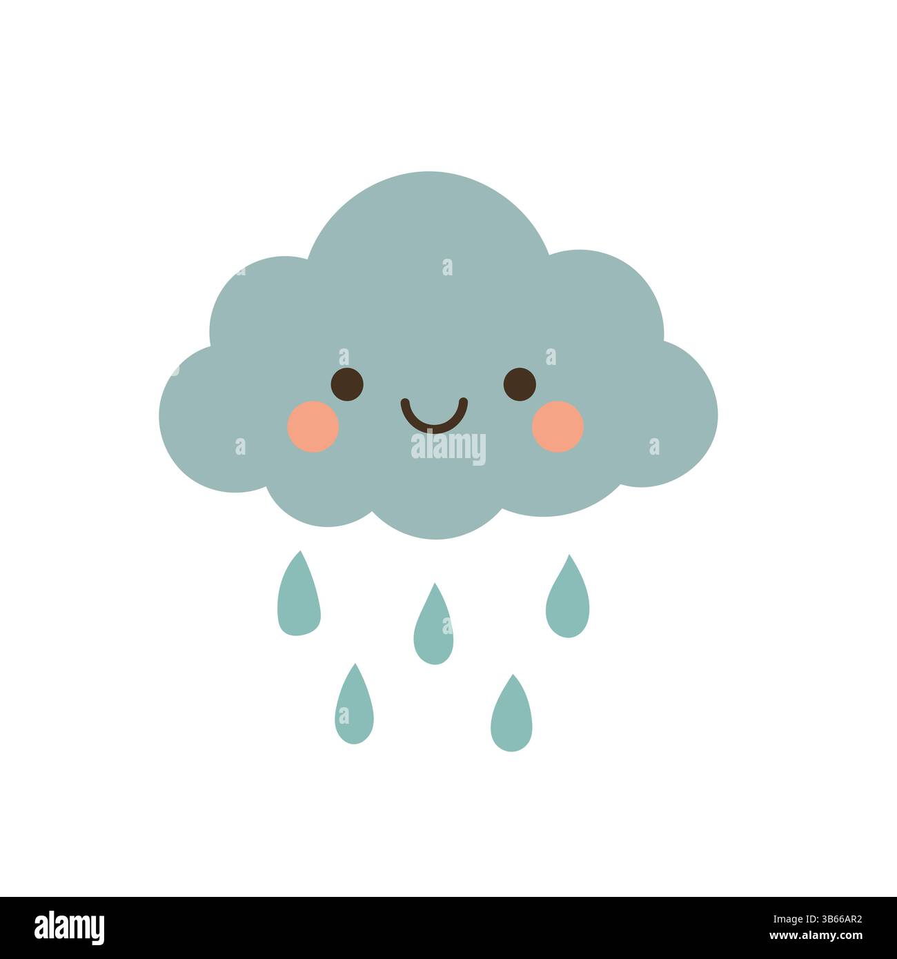 Smiling rain cloud with blue droplets, great for weather illustration ...