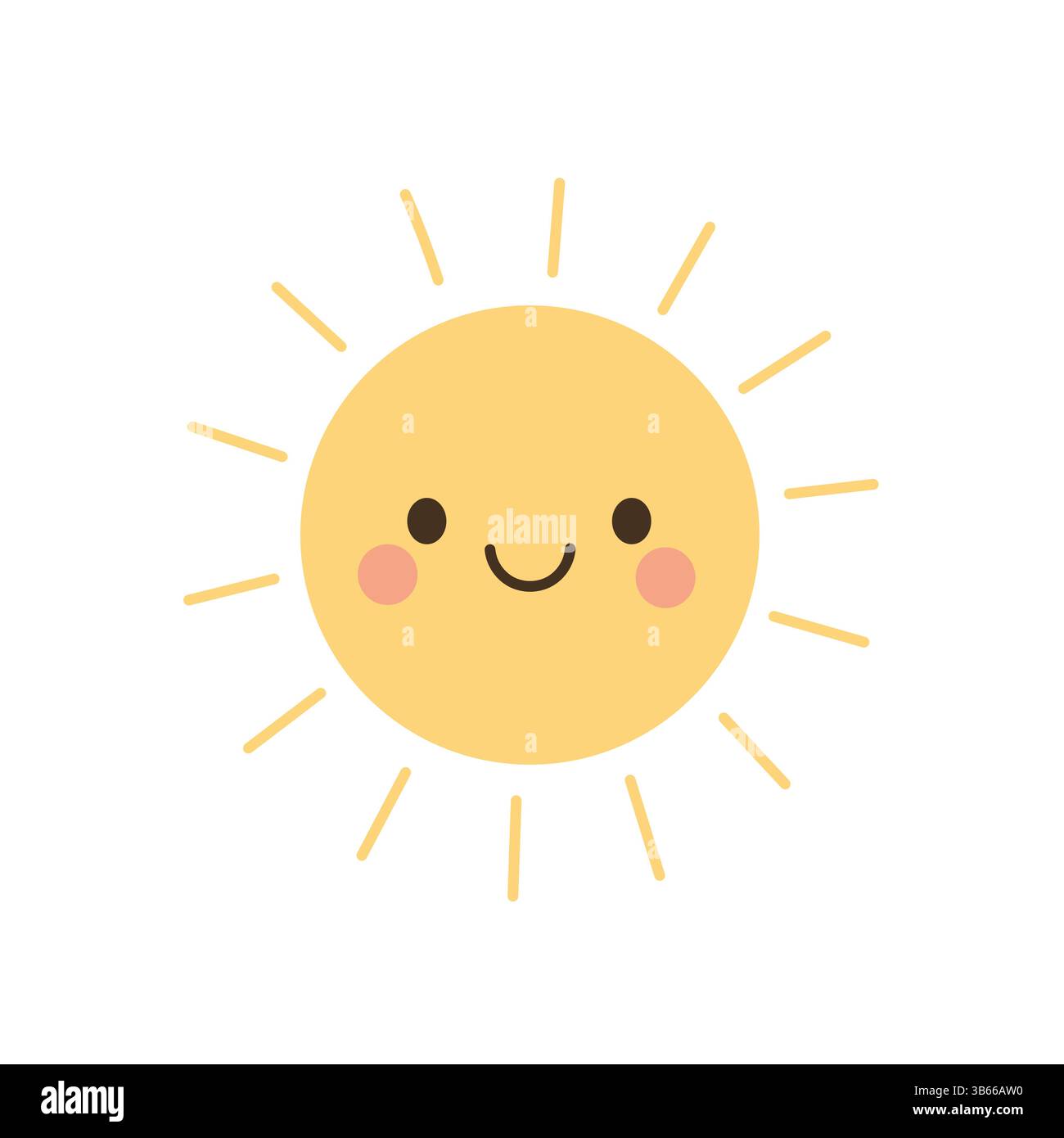 Bright yellow sun with a cheerful face and radiant rays, perfect for ...