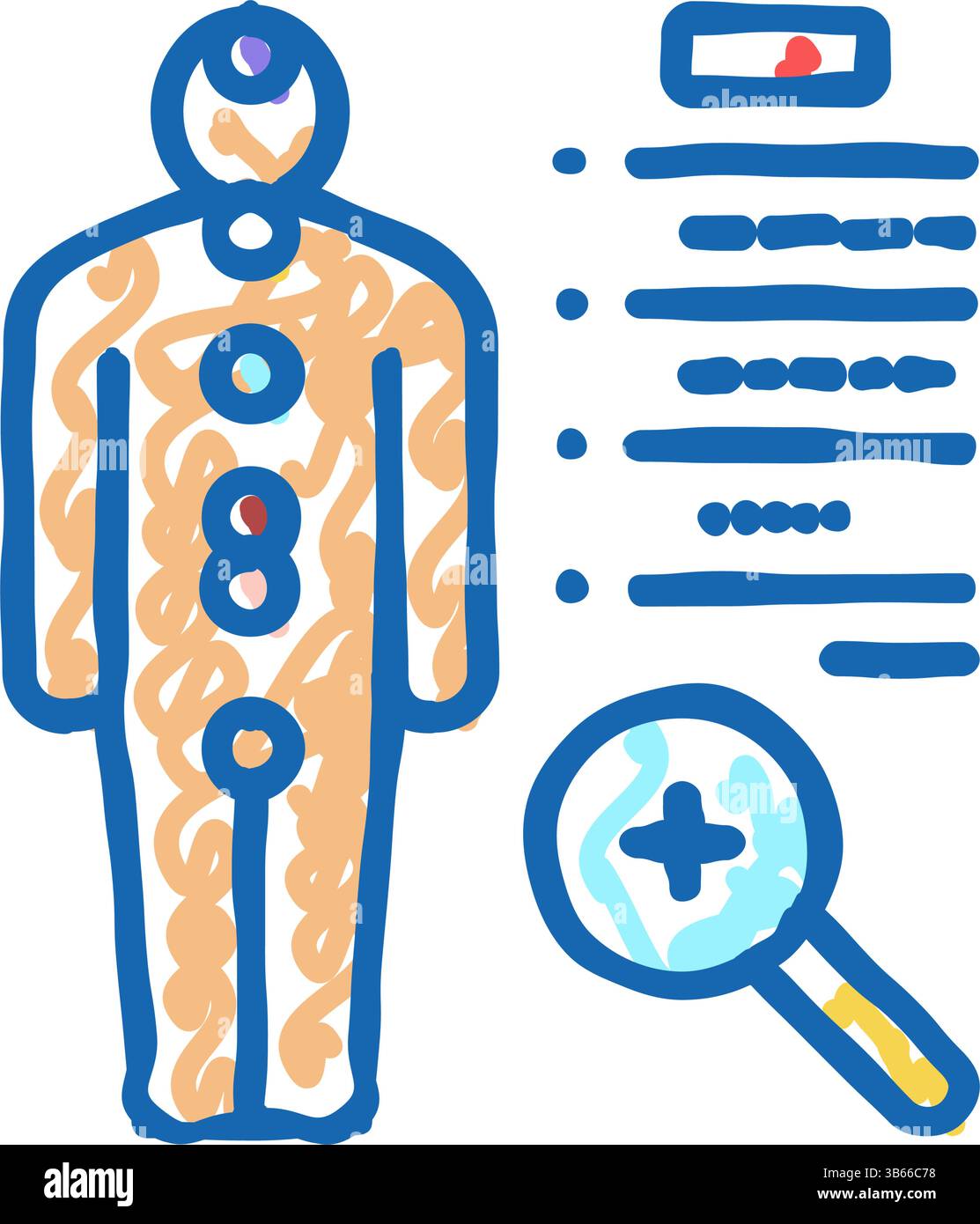 human health examination endocrinology icon doodle illustration Stock ...