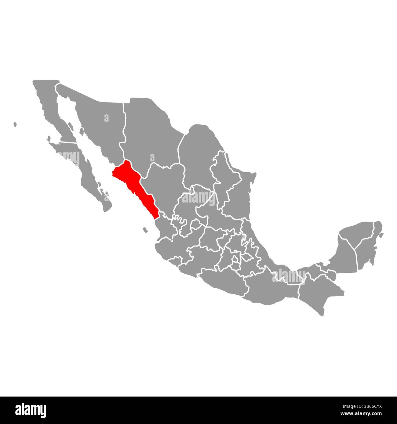 Sinaloa of Mexico map shape, travel web concept icon vector ...