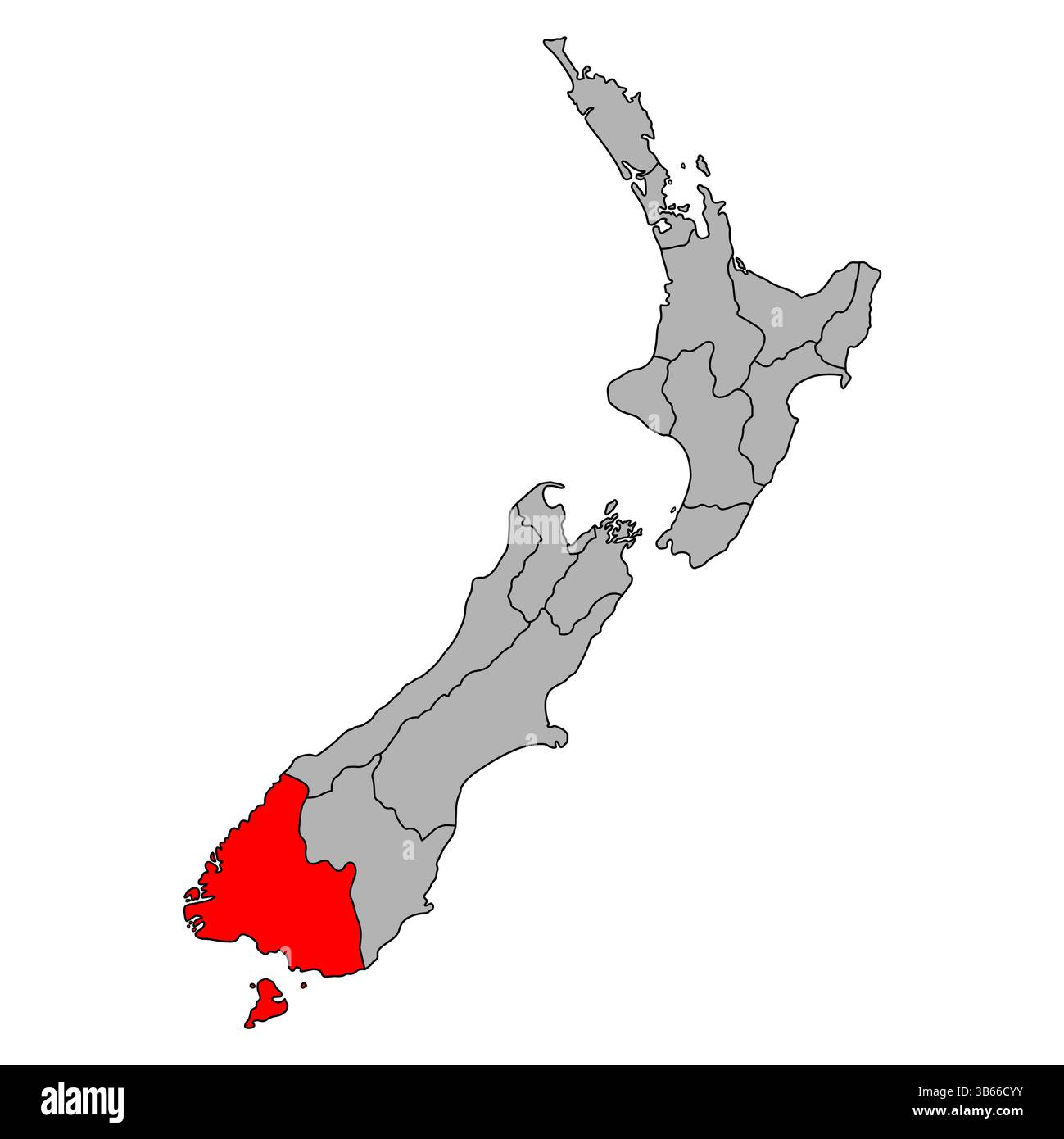 Southland outline map hi-res stock photography and images - Alamy