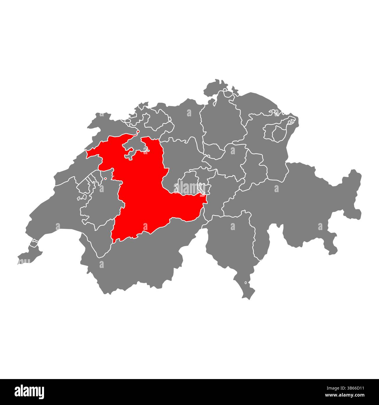 Canton of Bern Switzerland map shape, travel web flat concept icon ...