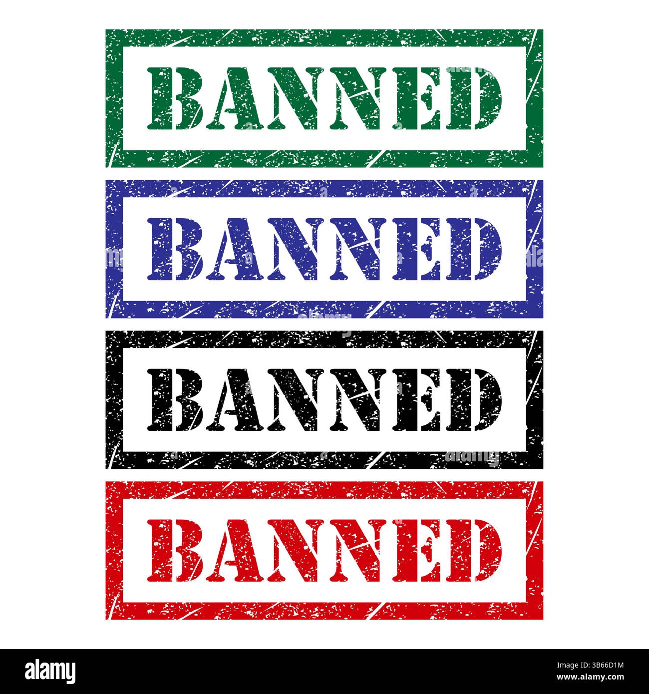 Set of Banned stamp symbol, label sticker sign button, text banner ...