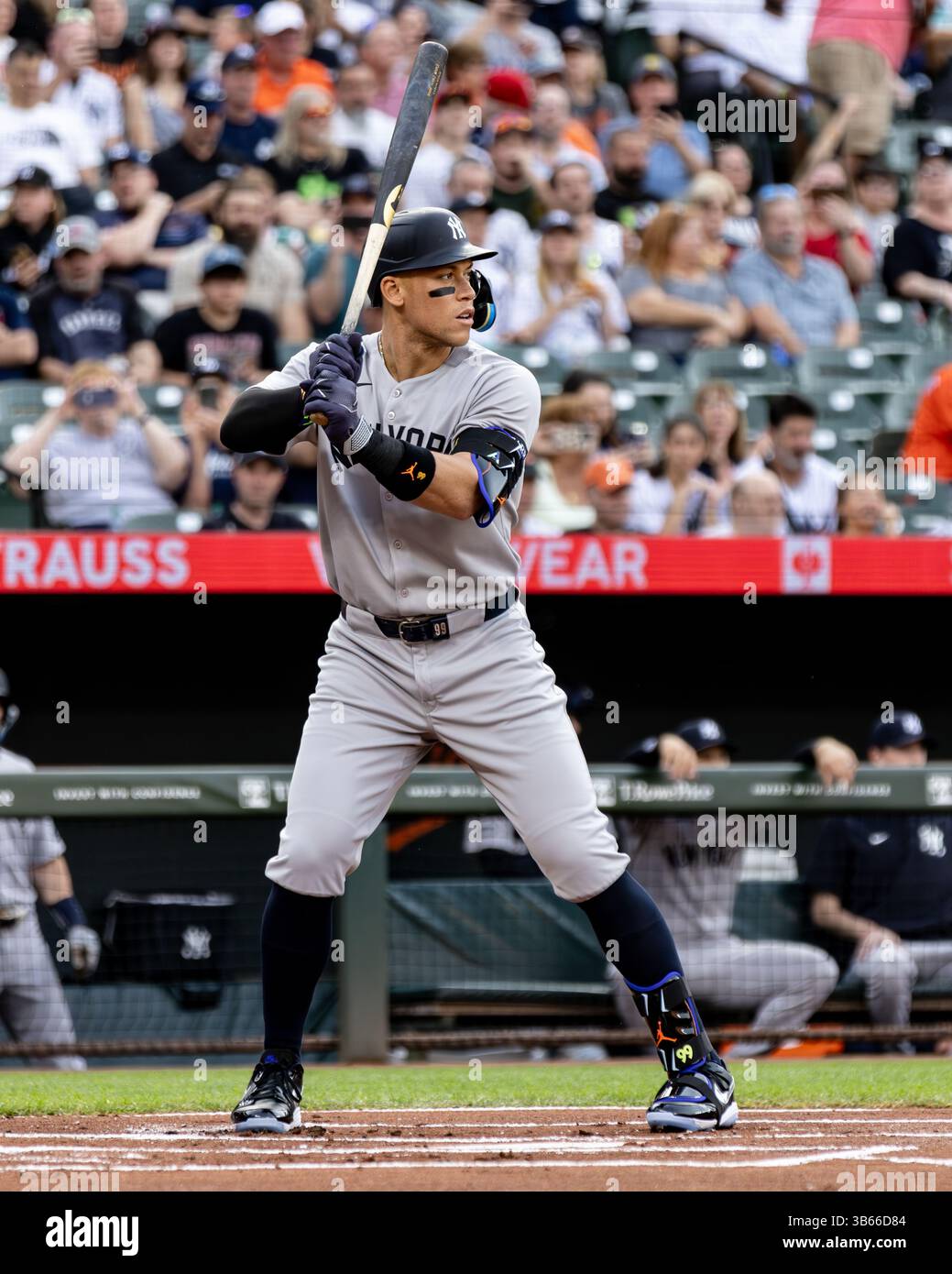 New York Yankees Aaron Judge stands in the batters box in the top of ...