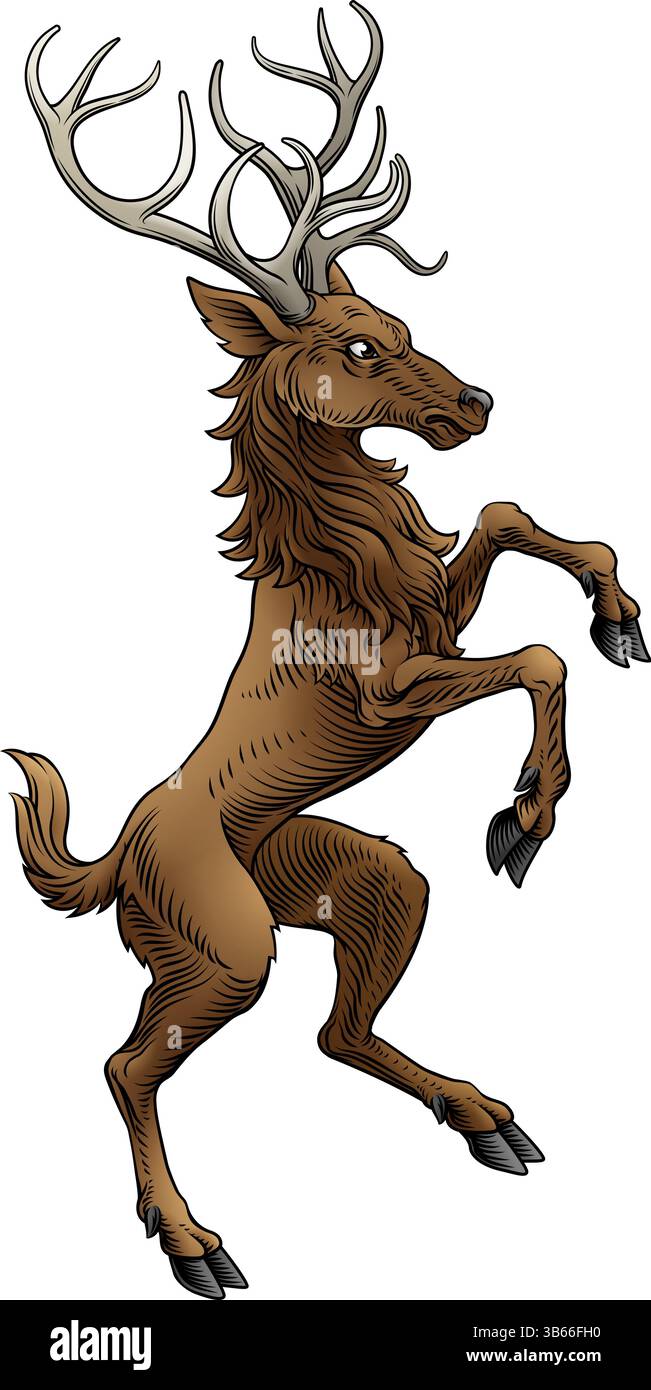 Heraldry Stag Deer Coat of Arms Heraldic Animal Stock Vector Image ...
