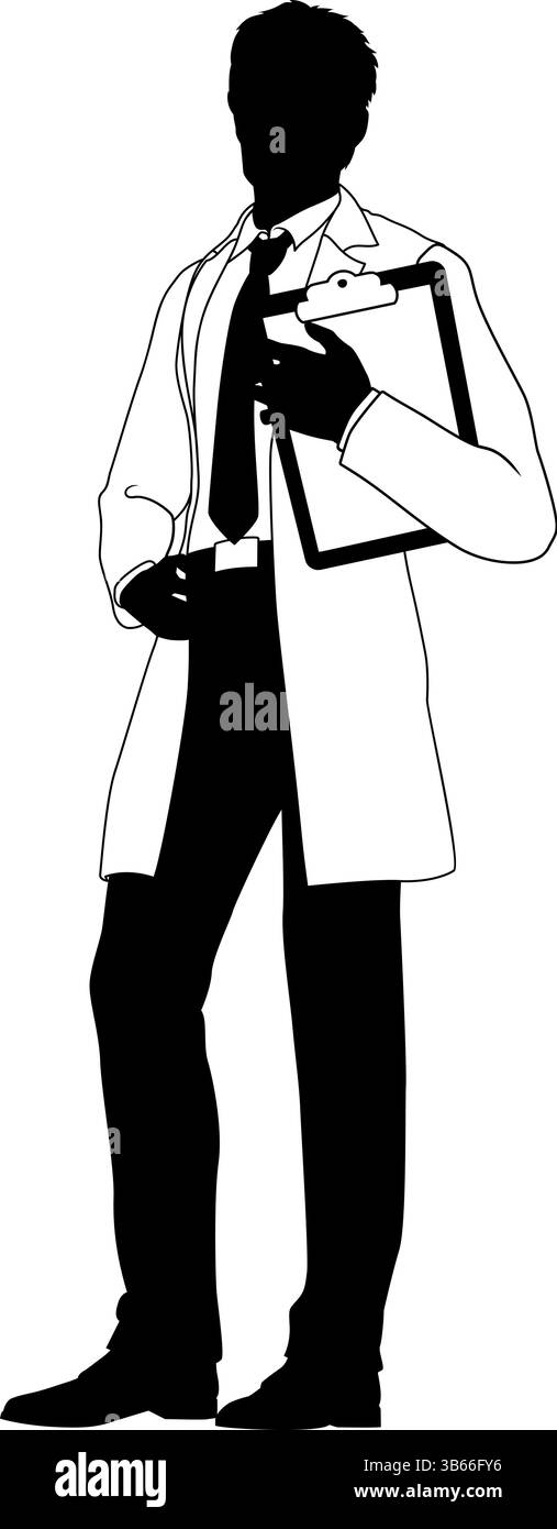 Scientist Engineer Survey Clipboard Man Silhouette Stock Vector Image ...