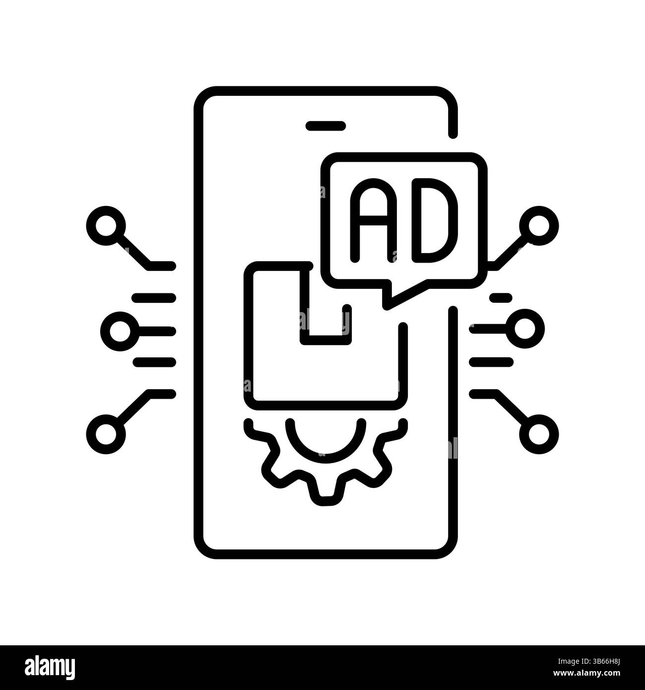 Product placement black line icon for digital and print projects. Minimal clean icons for apps ...