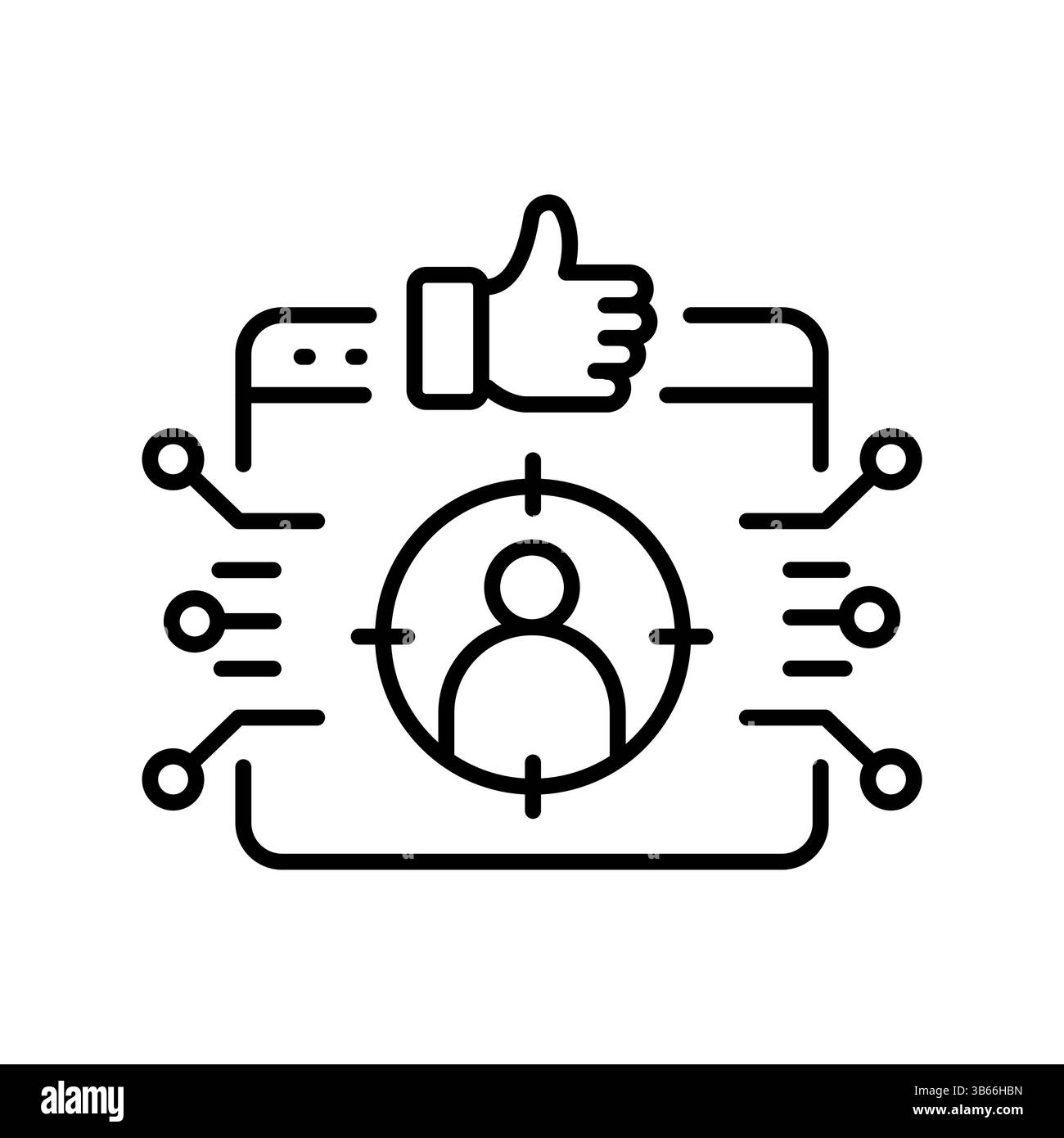 Product recommendation black line icon for digital and print projects ...