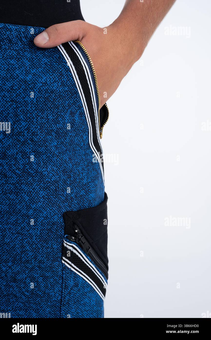 Stylish and Trendy Blue Pants Featuring a Unique Pocket Design, Perfect ...