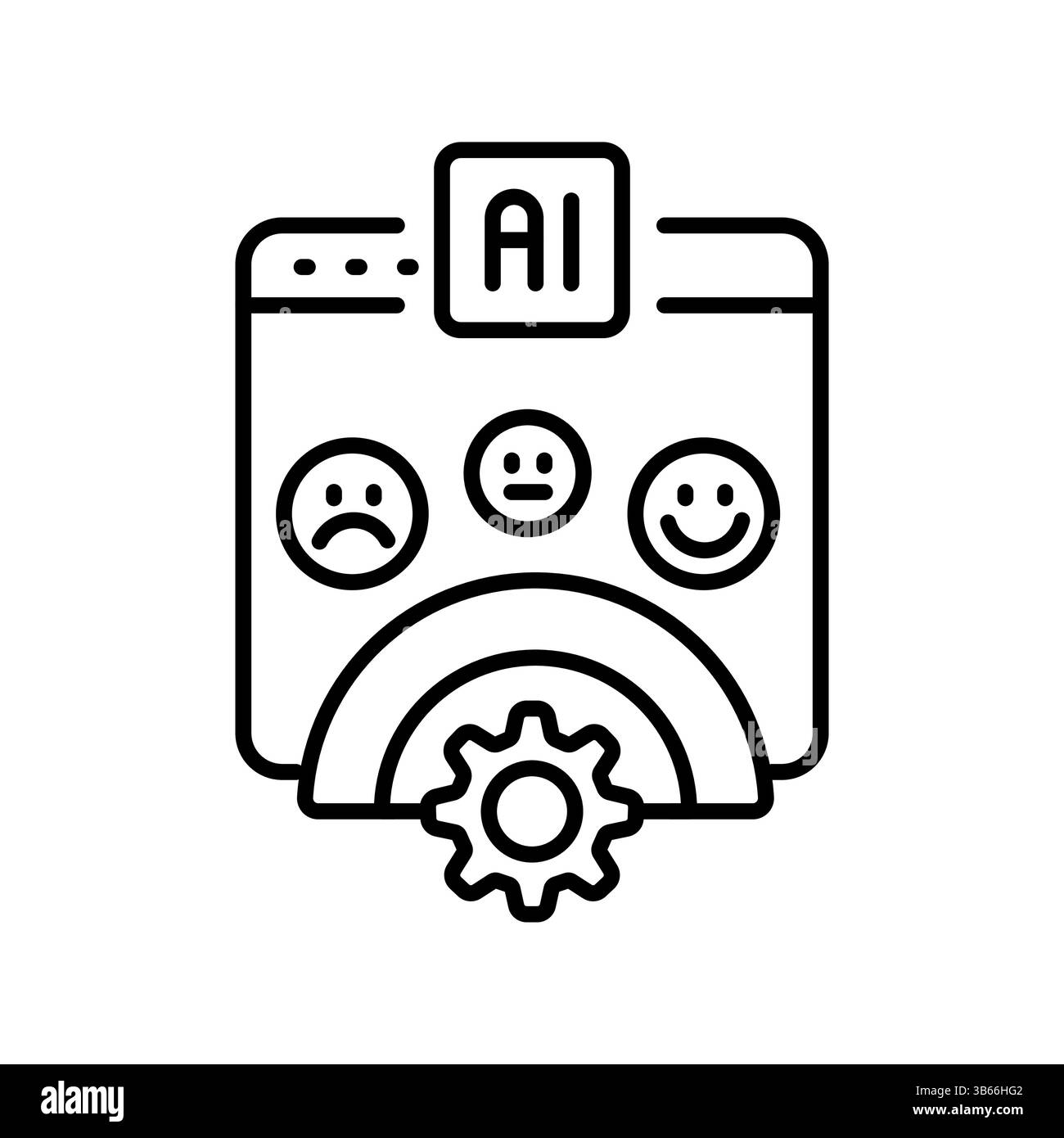Sentiment analysis black line icon for digital and print projects. Minimal clean icons for apps ...