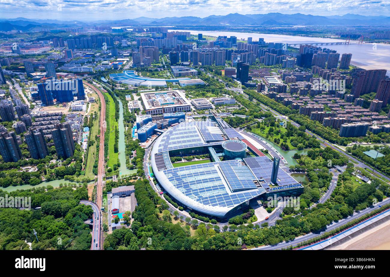 Aerial view of Zhijiang Industrial Park in Hangzhou Hi-Tech Zone, China ...