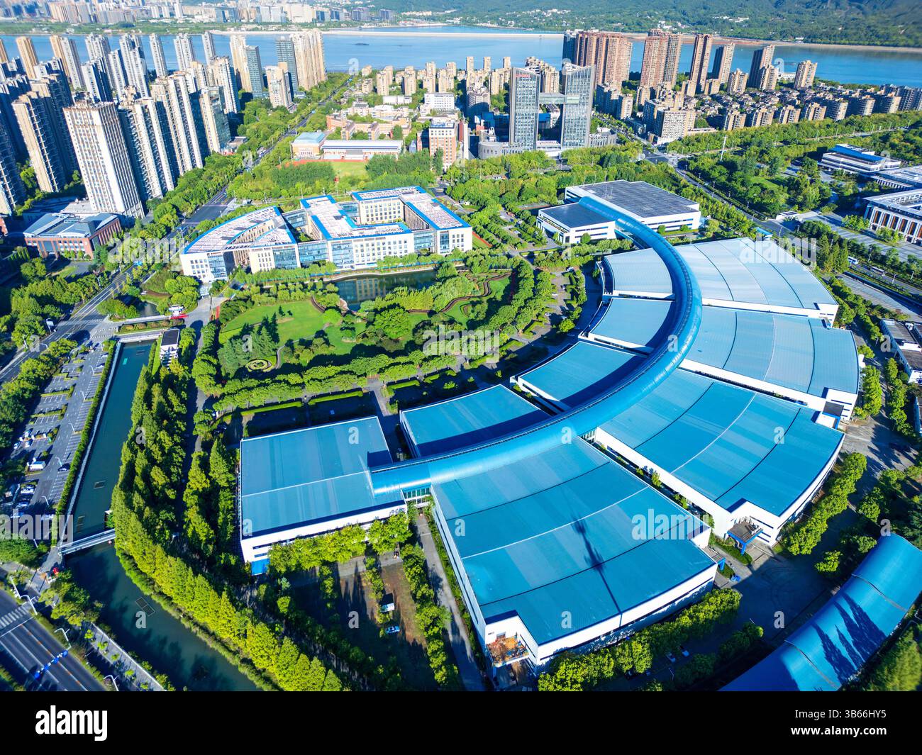 Aerial view of Zhijiang Industrial Park in Hangzhou Hi-Tech Zone, China ...