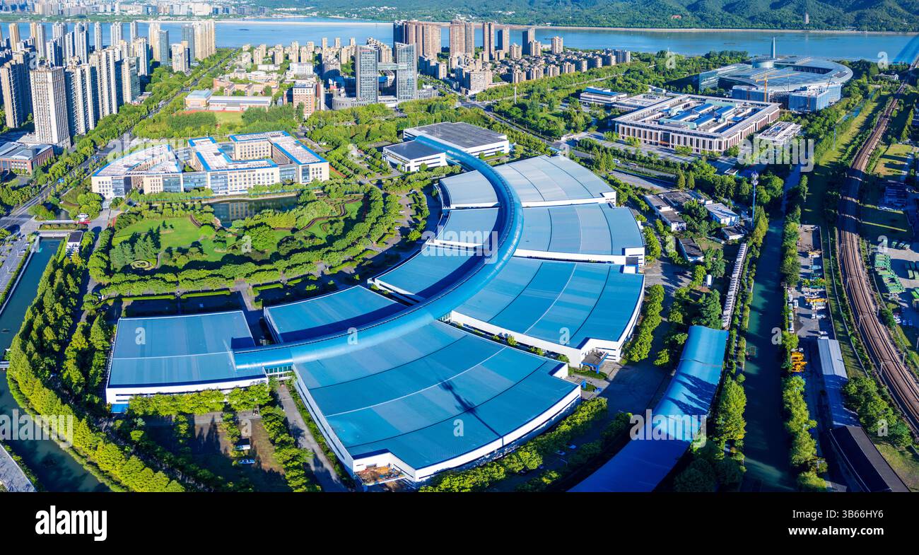 Aerial view of Zhijiang Industrial Park in Hangzhou Hi-Tech Zone, China ...