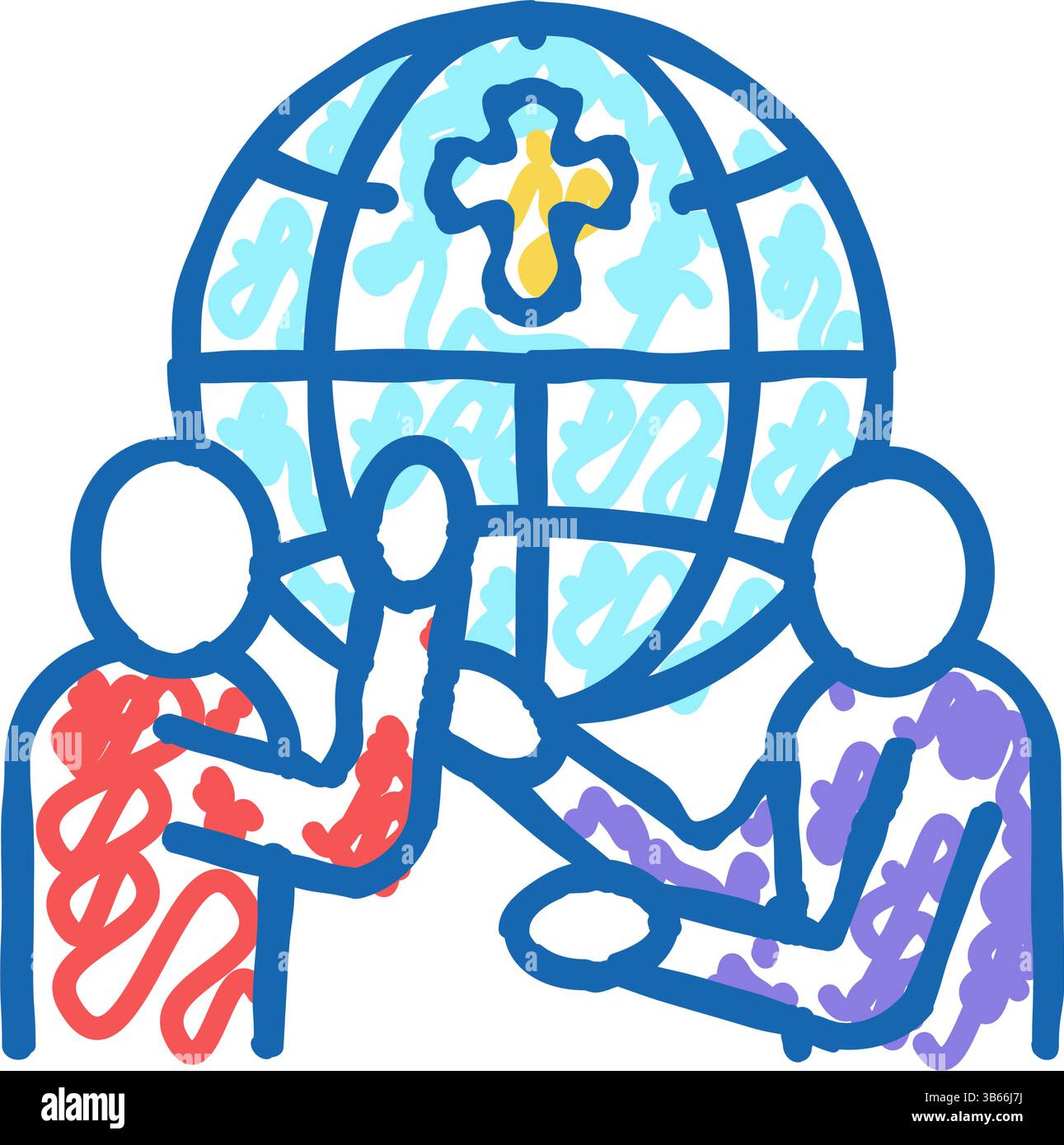 religious conflicts social problem icon doodle illustration Stock ...