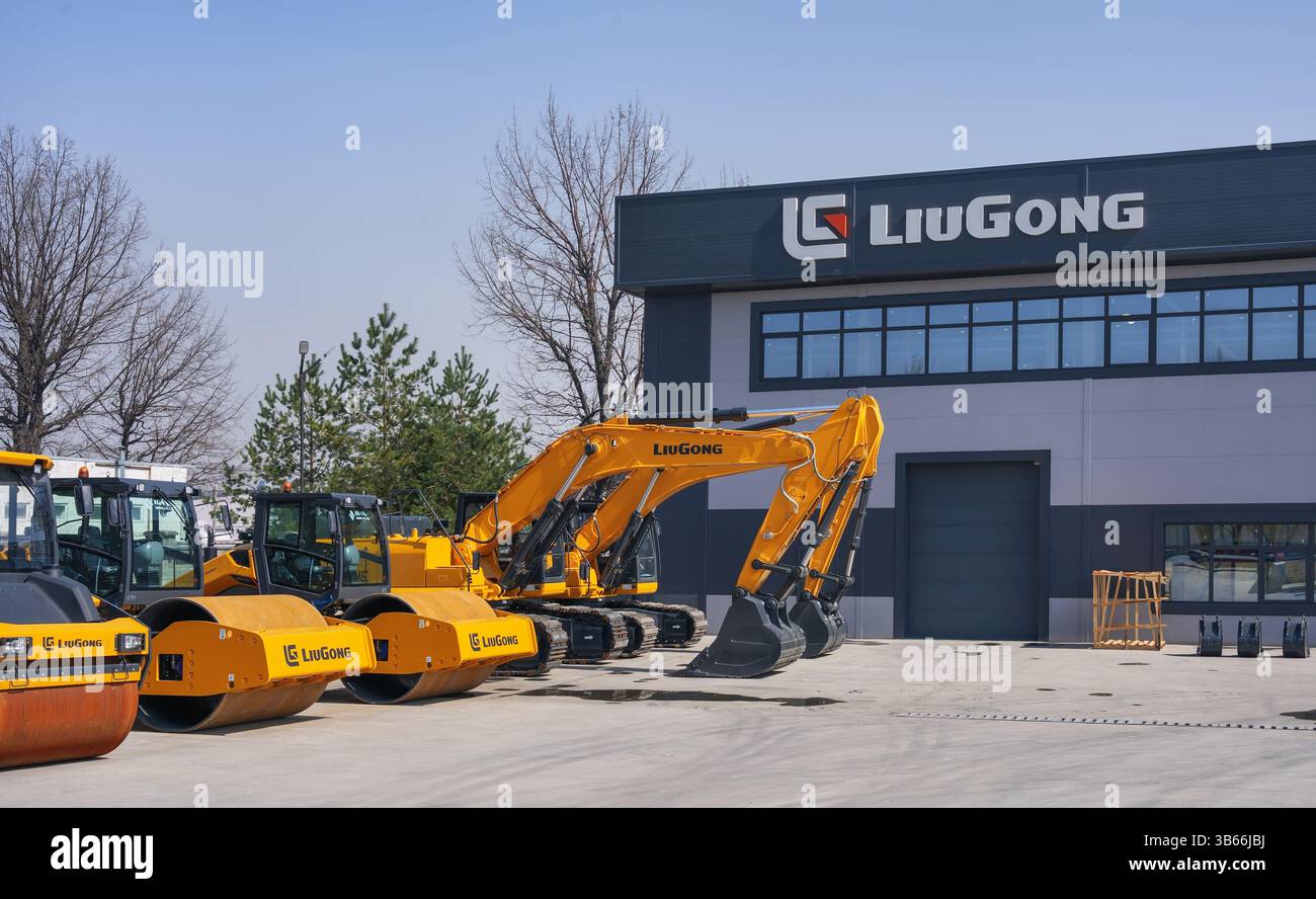 Almaty, Kazakhstan - March 31, 2025: Liugong Dealer Center. Construction machinery Stock Photo ...