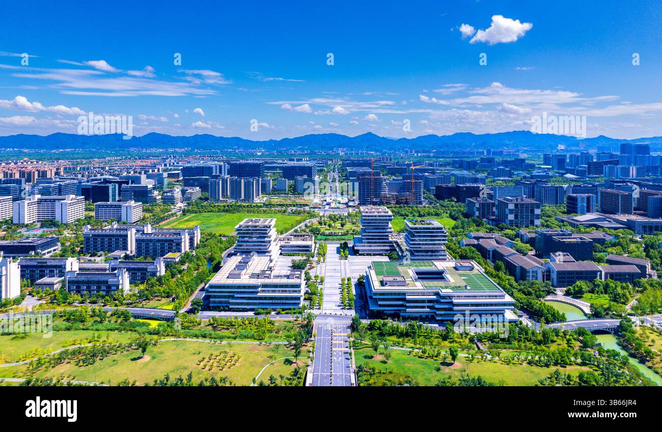 Aerial view of Cangqian Campus of Hangzhou Normal University, China ...