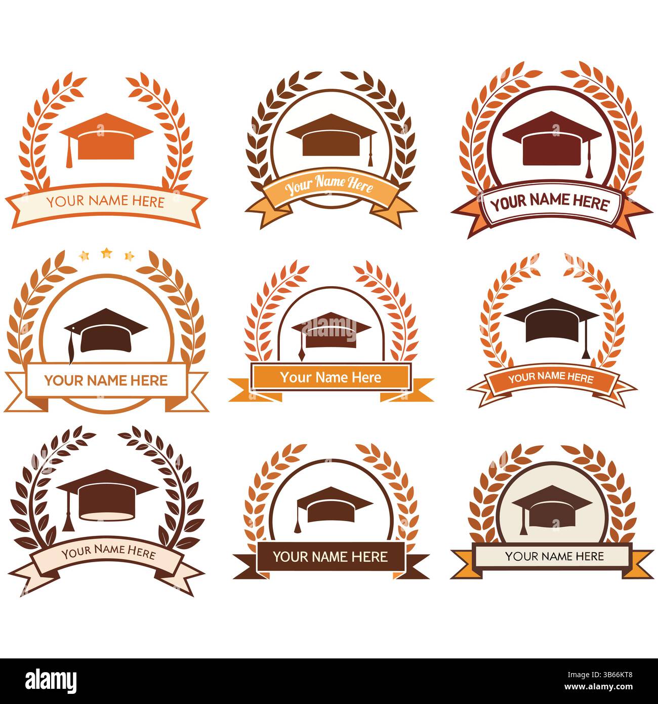 Customizable Graduation Logos with Laurel Wreaths Stock Vector Image ...