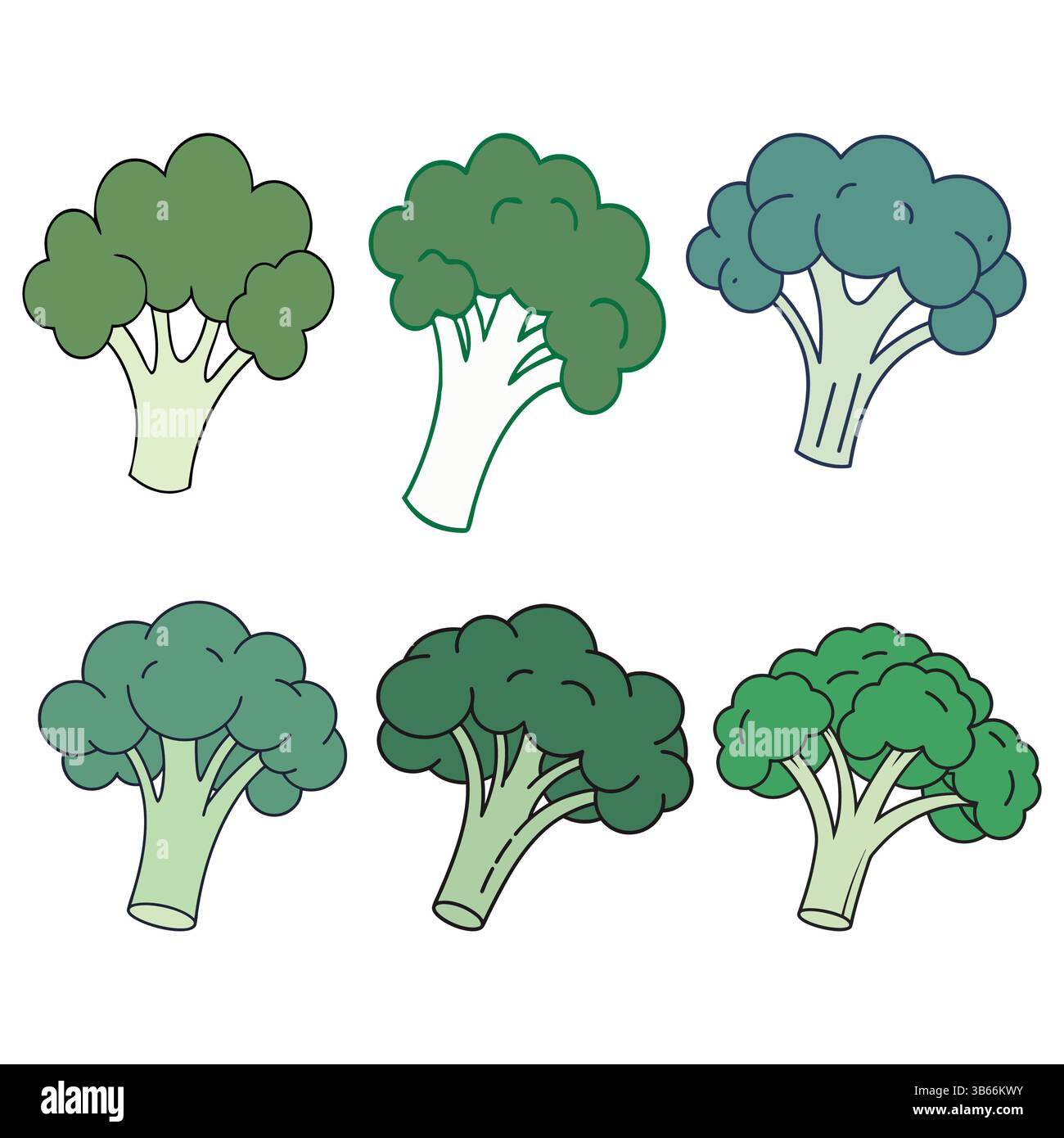 Colorful Broccoli Illustration Set Stock Vector Image & Art - Alamy
