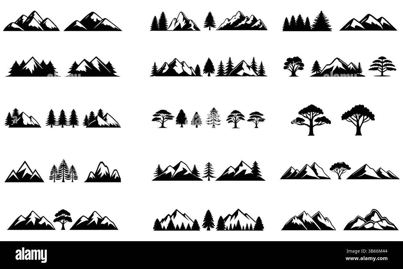 Mountains pine trees forest Cut Out Stock Images & Pictures - Alamy