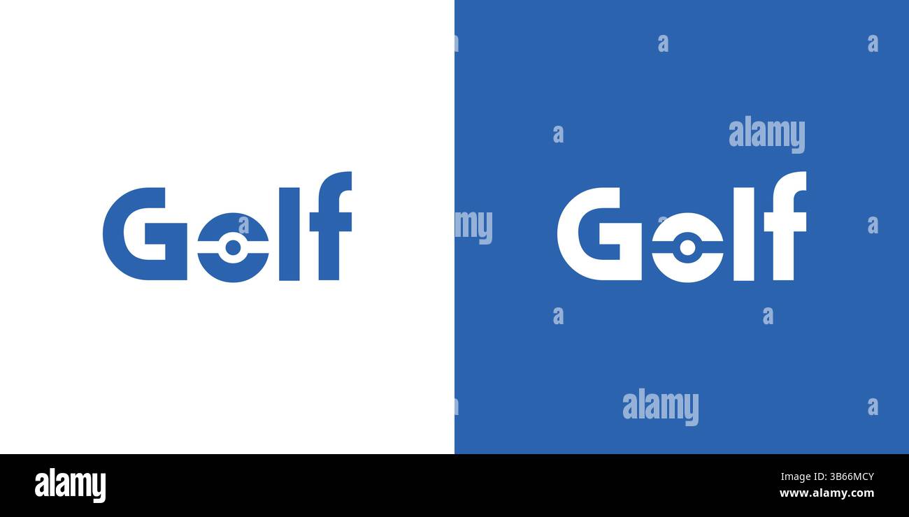 A minimalist golf logo design featuring geometric elements on a blue ...