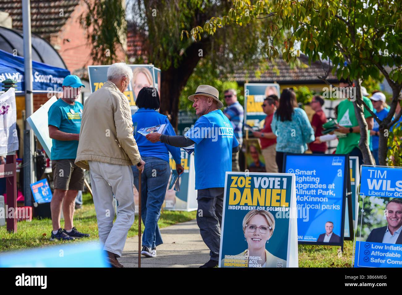 Melbourne, Australia. 03rd May, 2025. Liberal party volunteer seen ...