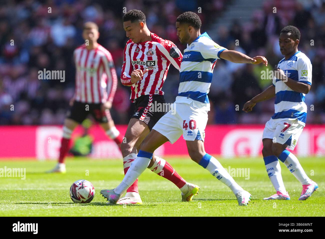 Sunderland's Jobe Bellingham (second from left) and Queens Park Rangers ...