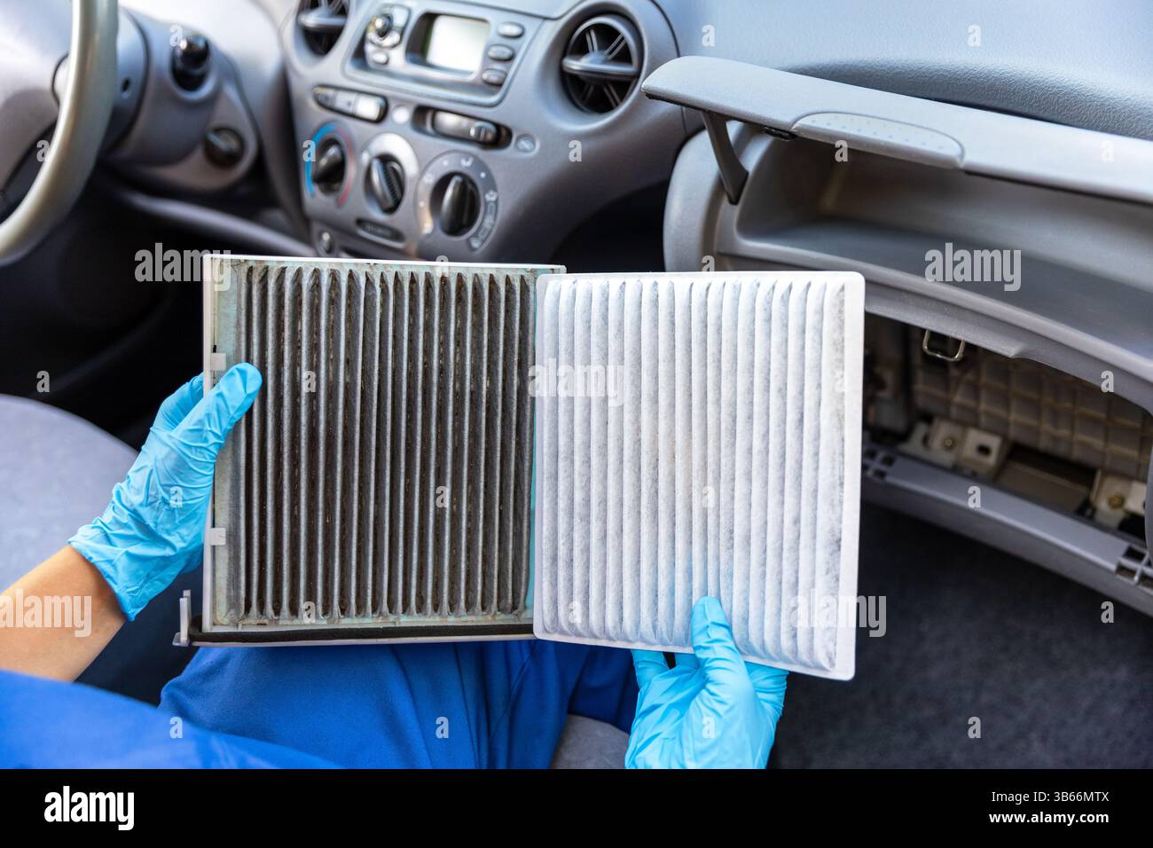 Clean and dirty cabin pollen air filter for a car Stock Photo - Alamy
