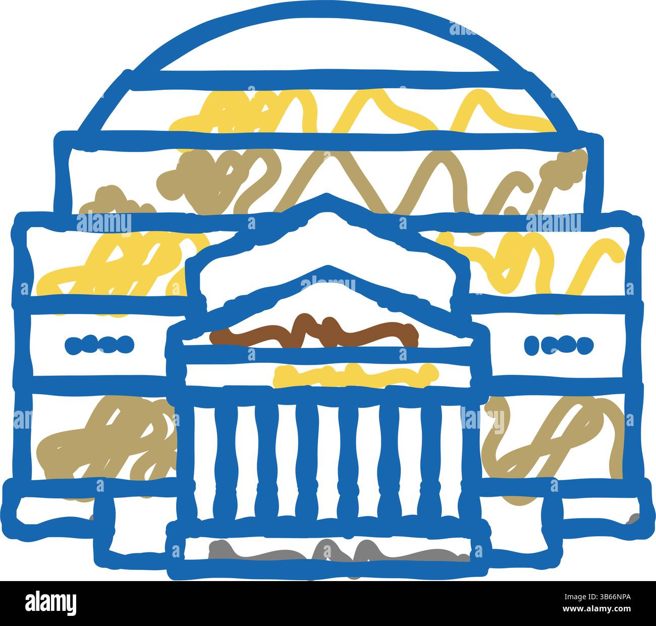 pantheon ancient rome building icon doodle illustration Stock Vector ...