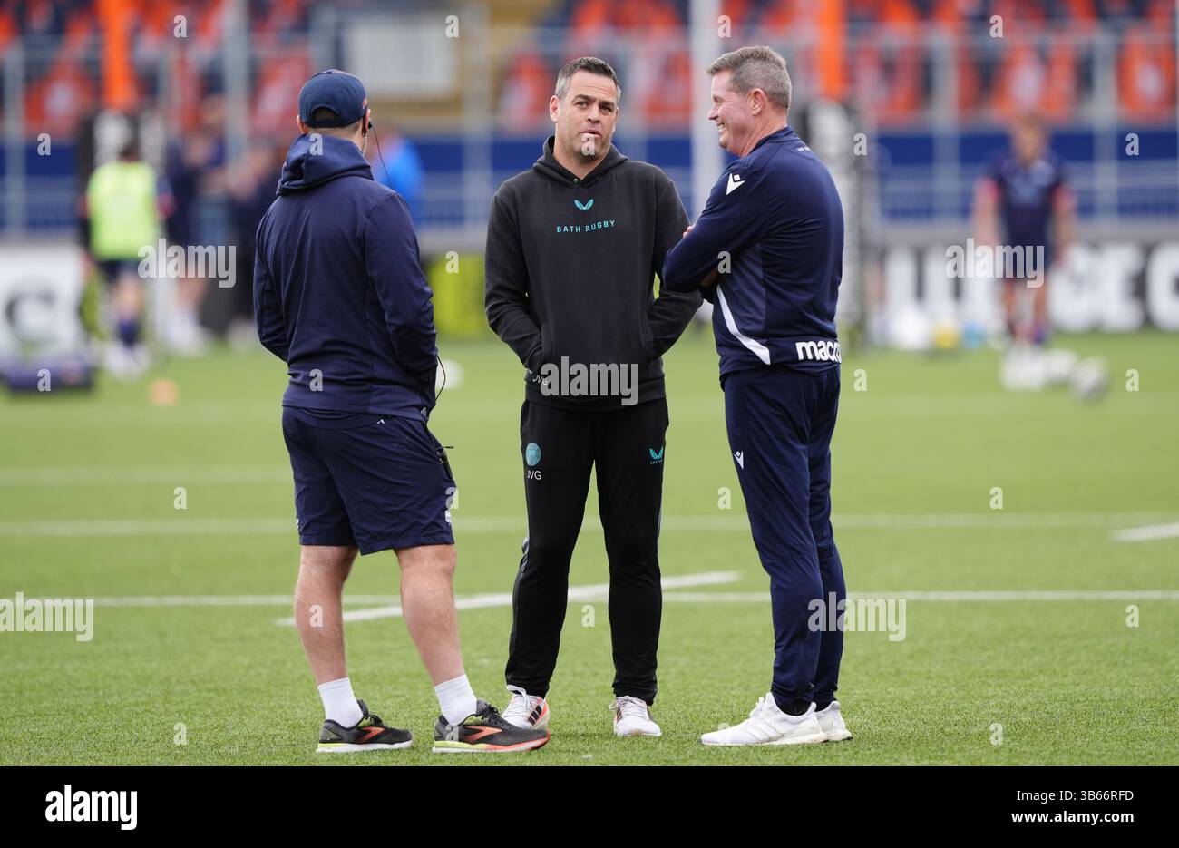 Bath Rugby head coach Johann van Graan (centre) and Edinburgh Rugny ...