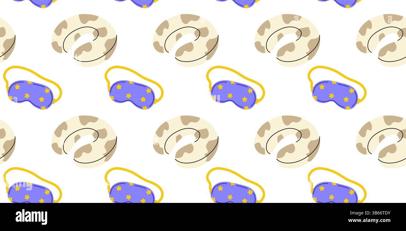 Colorful sleep masks and neck pillows arranged in a fun pattern for ...