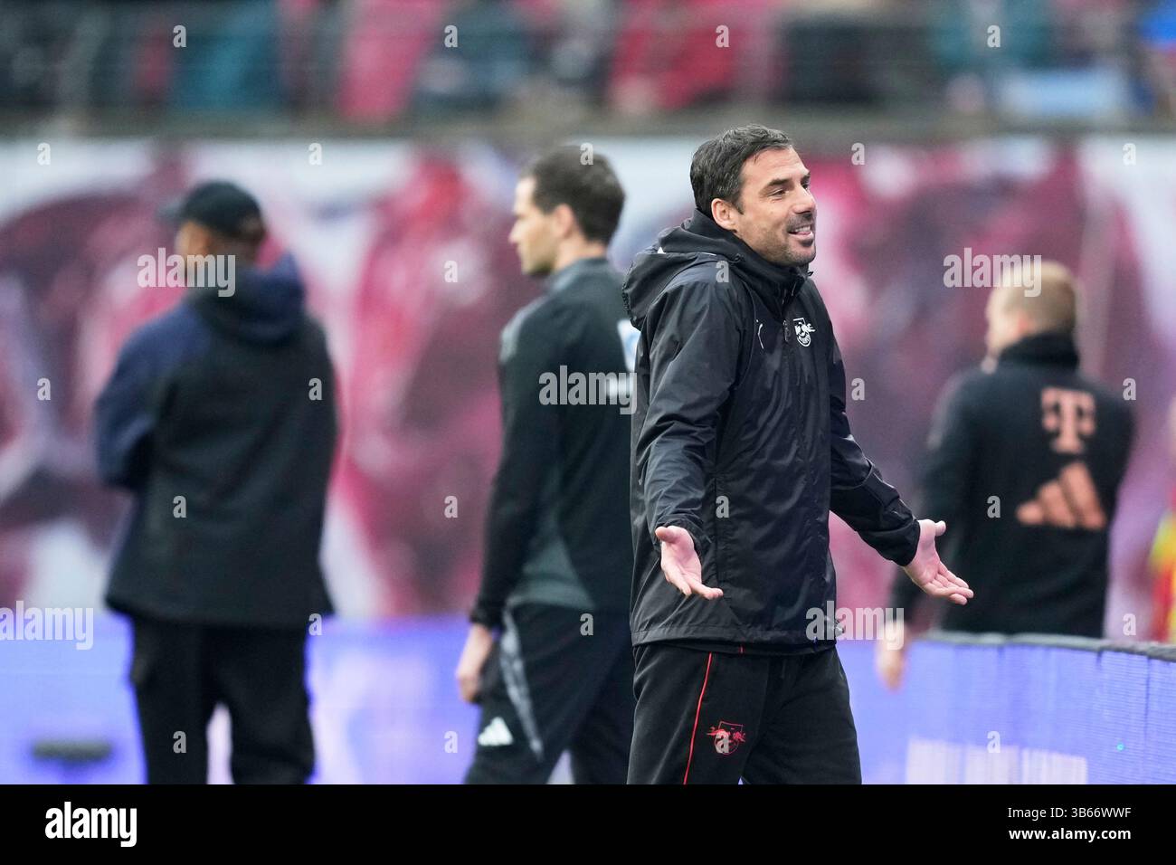 Leipzig's head coach Zsolt Low reacts during the German Bundesliga ...