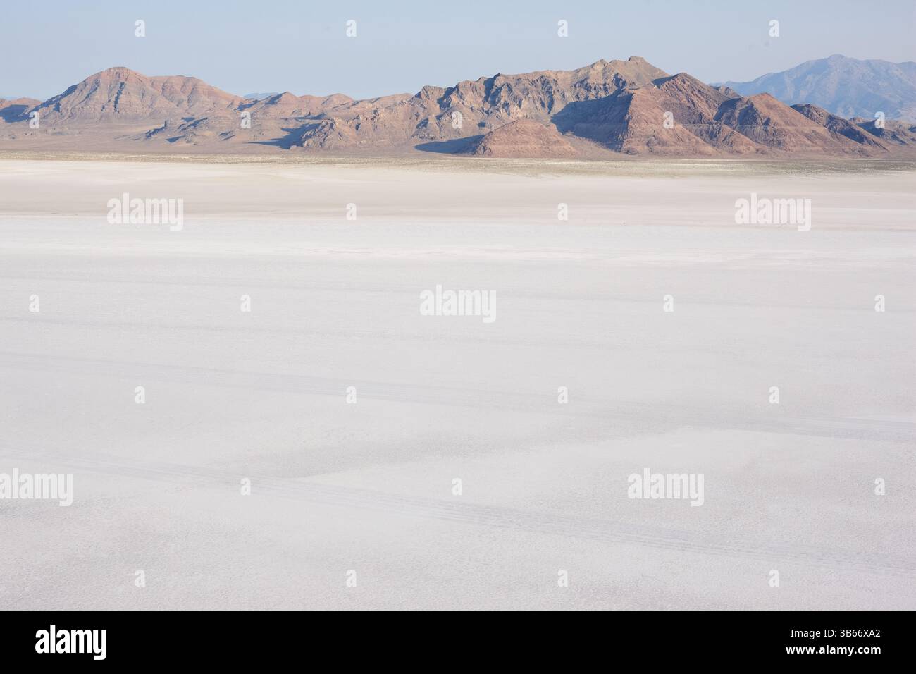 AERIAL VIEW. The vast expanses of the Bonneville Salt Flats, Silver ...