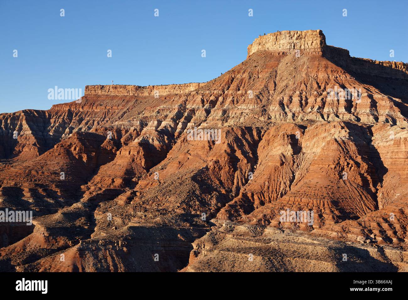 AERIAL VIEW. Massive cliff and talus above the Virgin River Valley ...