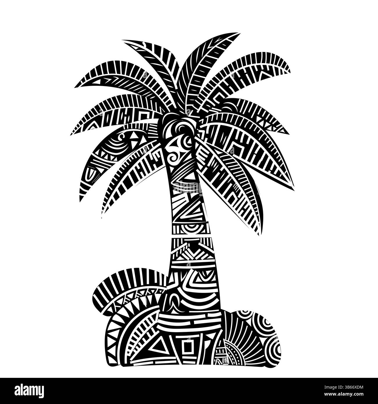 Polynesian tribal palm tree, tropical island vibes, detailed Maori ...