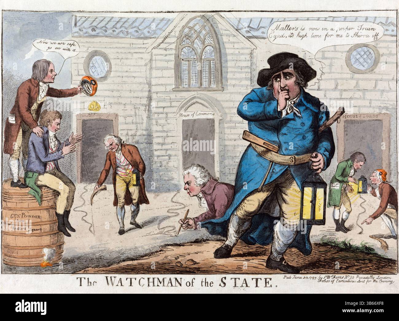 A funny humorous cartoon print coloured engraving by Isaac Cruikshank ...