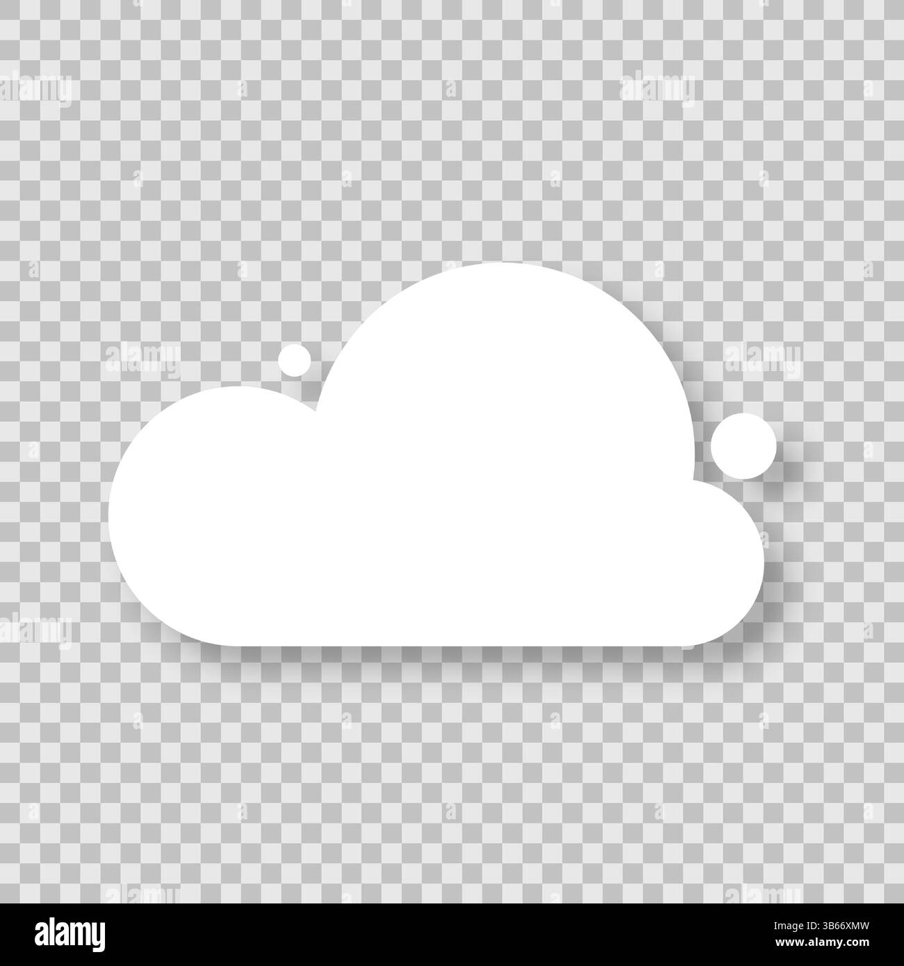 Abstract flat cartoon fluffy cloud icon with shadow on transparent ...
