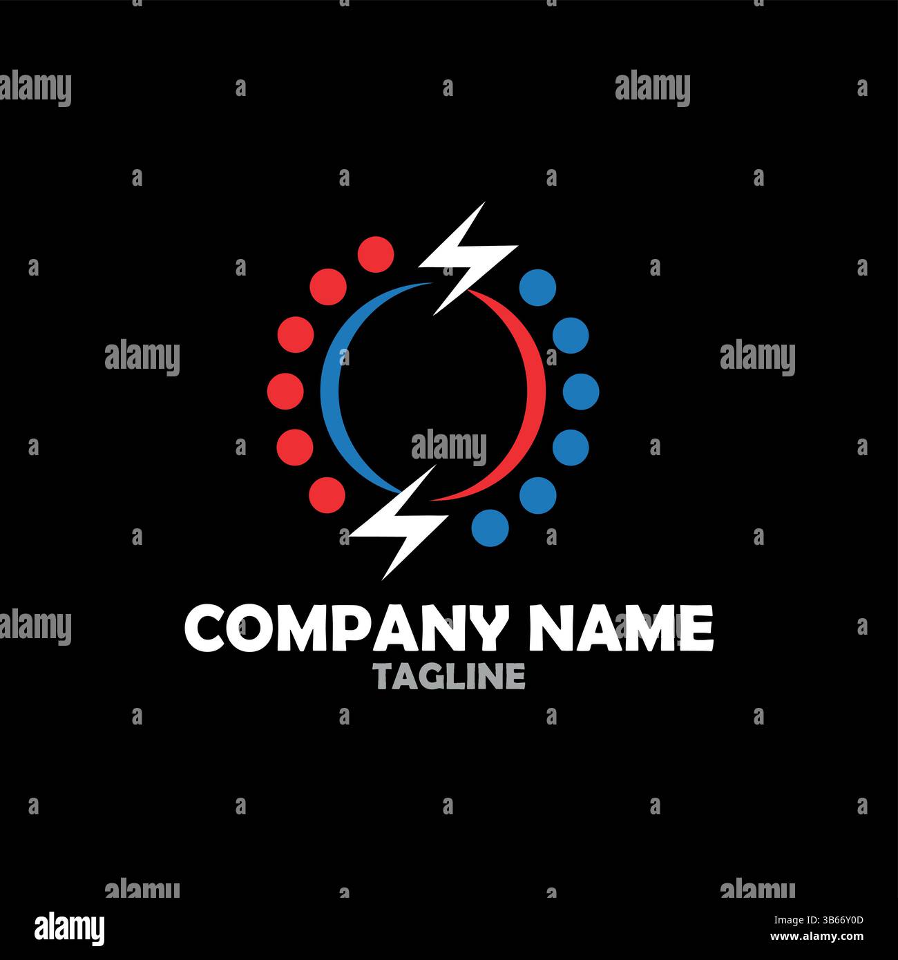 "Modern Energy Logo with Lightning Bolts and Circular Red-Blue Design ...